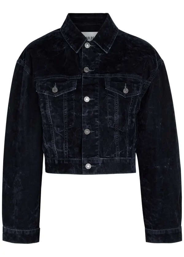 AGOLDE Radley Cropped Velvet Jacket - Navy