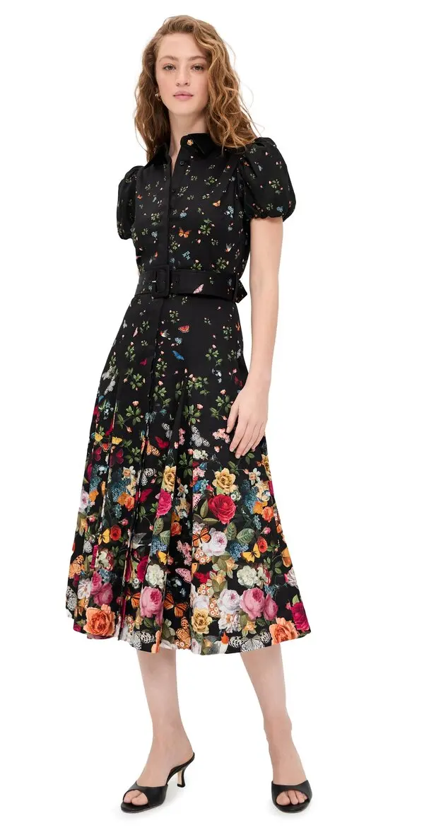 Alice + Olivia Henrietta Midi Dress - Solar Strength Black