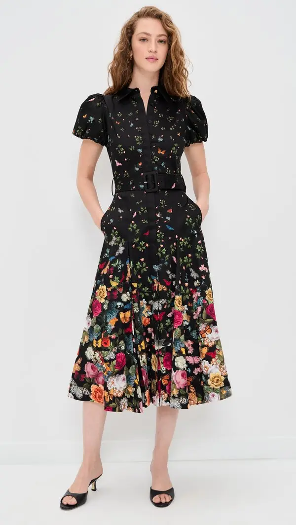 Alice + Olivia Henrietta Midi Dress - Solar Strength Black
