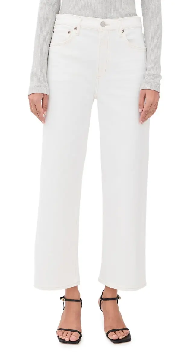 AGOLDE Harper Crop Relaxed Straight Jeans - White Wash