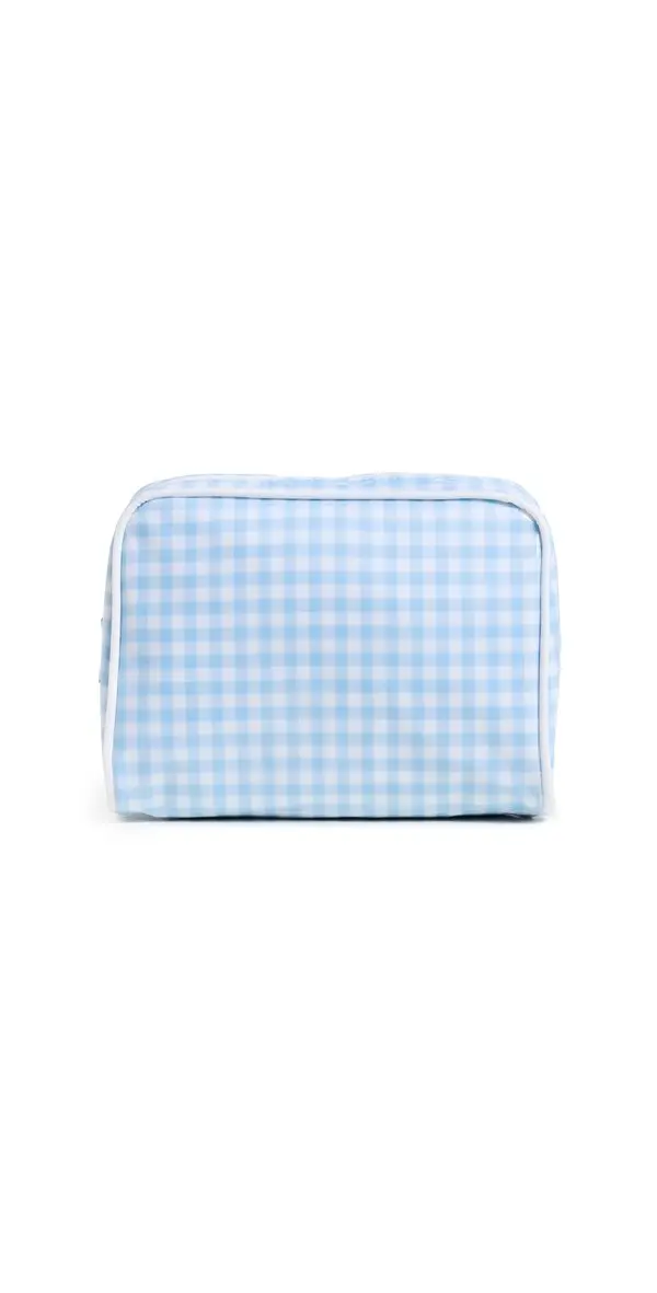 WEEZIE Small Gingham Toiletry Bag - Light Blue Gingham