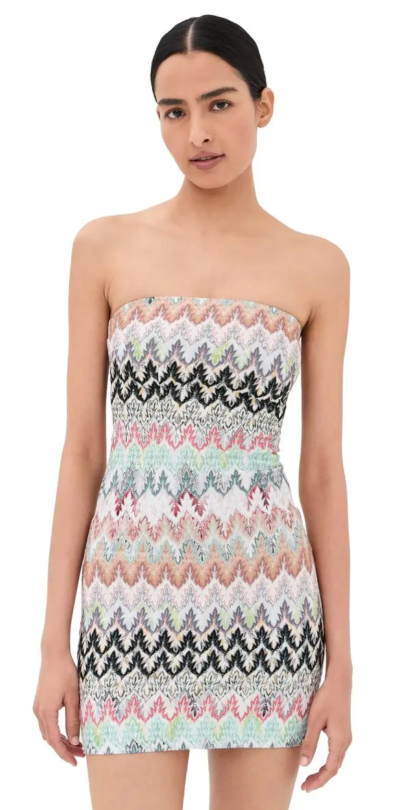 Missoni Strapless Mini Dress - White/pink/light Blue Tones