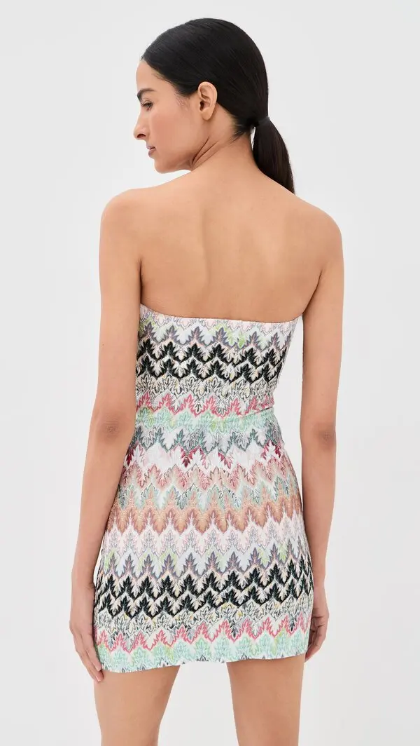 Missoni Strapless Mini Dress - White/pink/light Blue Tones