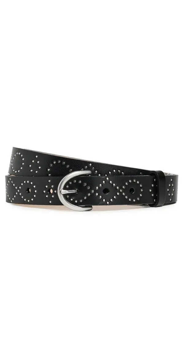 Rag & Bone Maisie Studded Cowhide Belt - Black