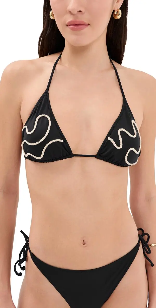 Oas Embroidered Calia Bikini Top - Black