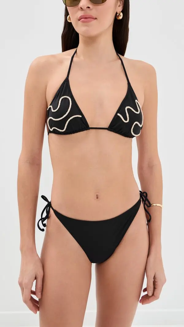 Oas Embroidered Calia Bikini Top - Black