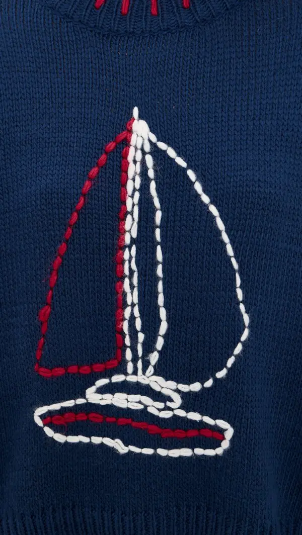 BAILEY ROSE Sailboat Embroidered Sweater