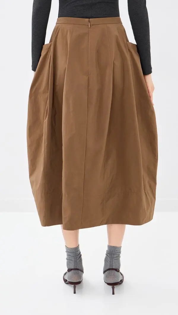 Tibi Nylon Lantern Skirt - Caramel Latte