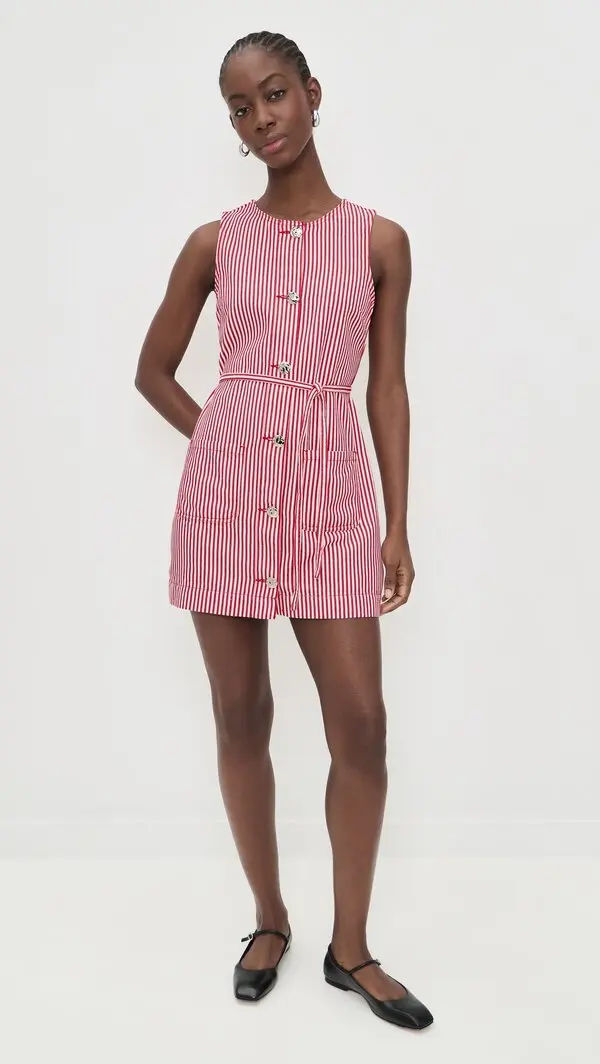 Minkpink Striped Mini Dress With Belt