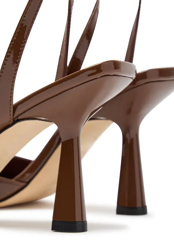 STUART WEITZMAN Val 85 Patent Leather Sandals - Brown
