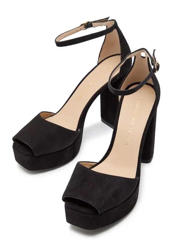 STUART WEITZMAN Sabrina 110 Suede Platform Sandals - Black
