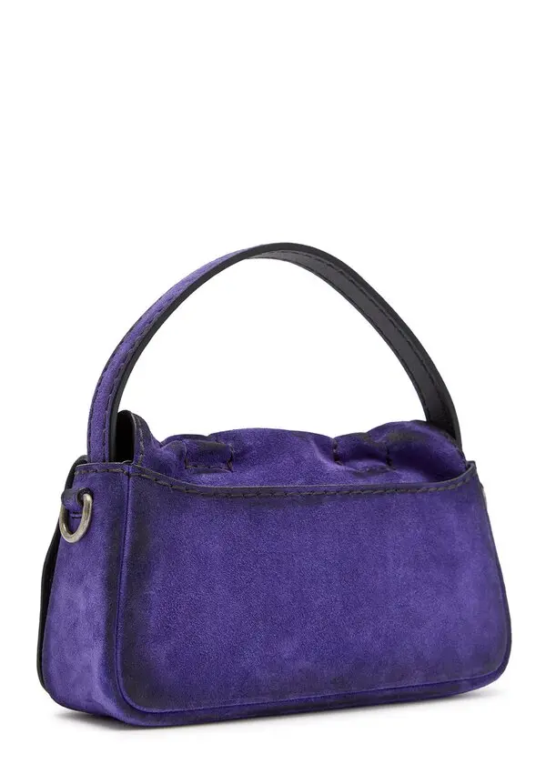 Acne Studios Multipocket Micro Distressed Suede Top Handle Bag - Violet