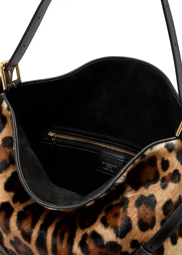 Givenchy Voyou Medium Goat-hair Shoulder Bag - Leopard