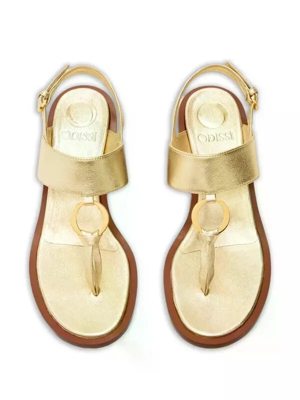 ODISSI Olivia Ring-detail Leather Sandals - Gold