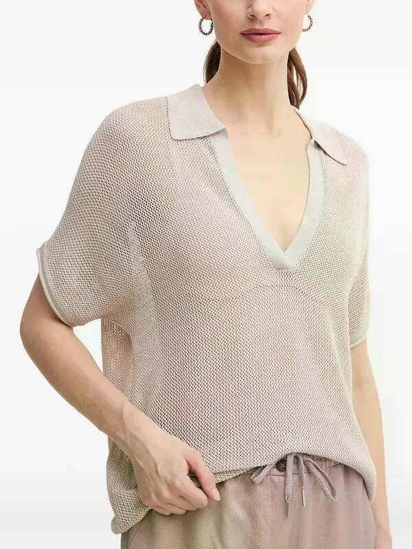 MARC AUREL Mesh Knit V-neck T-shirt