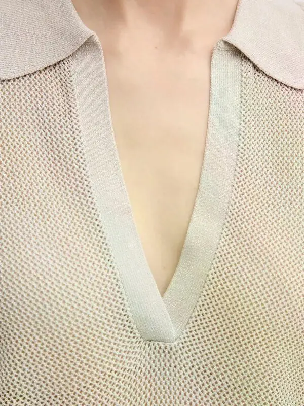 MARC AUREL Mesh Knit V-neck T-shirt
