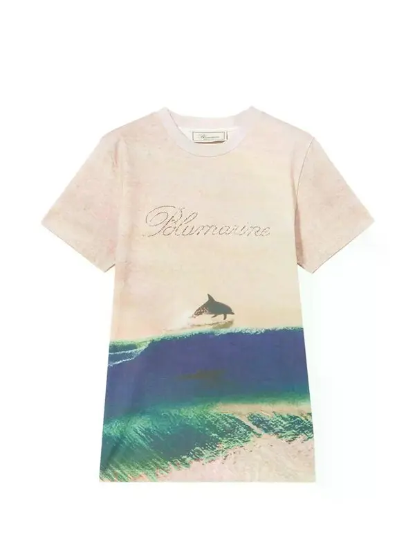 Blumarine Print Embroidered T-shirt - Neutrals