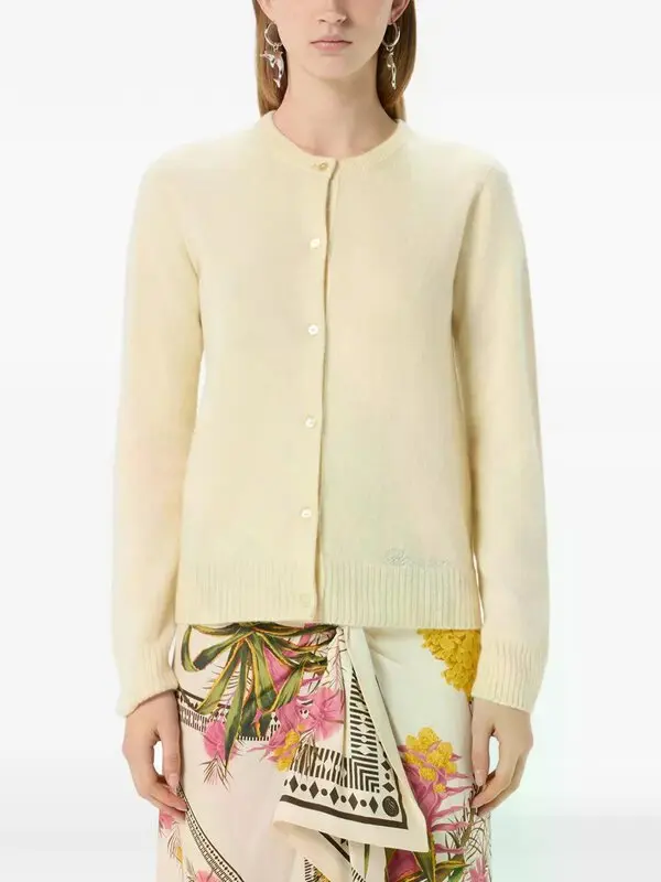 Blumarine Cashmere Cardigan With Strass Embroidery