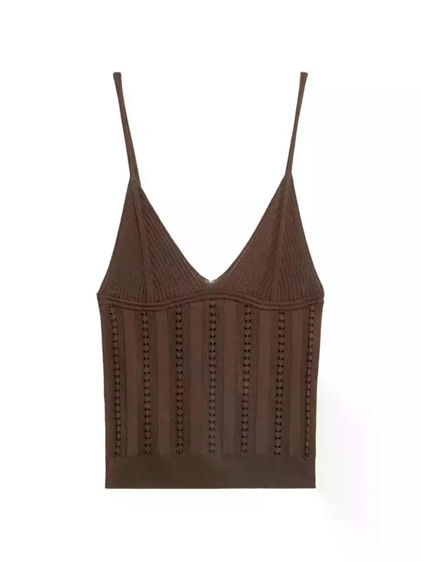 Blumarine Knit V-neck Top - Brown