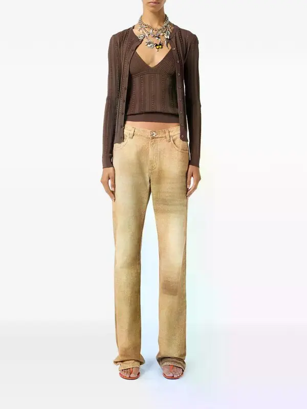 Blumarine Knit V-neck Top - Brown