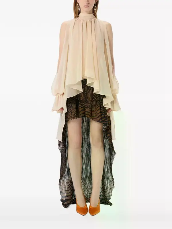Blumarine Asymmetric Chiffon Blouse