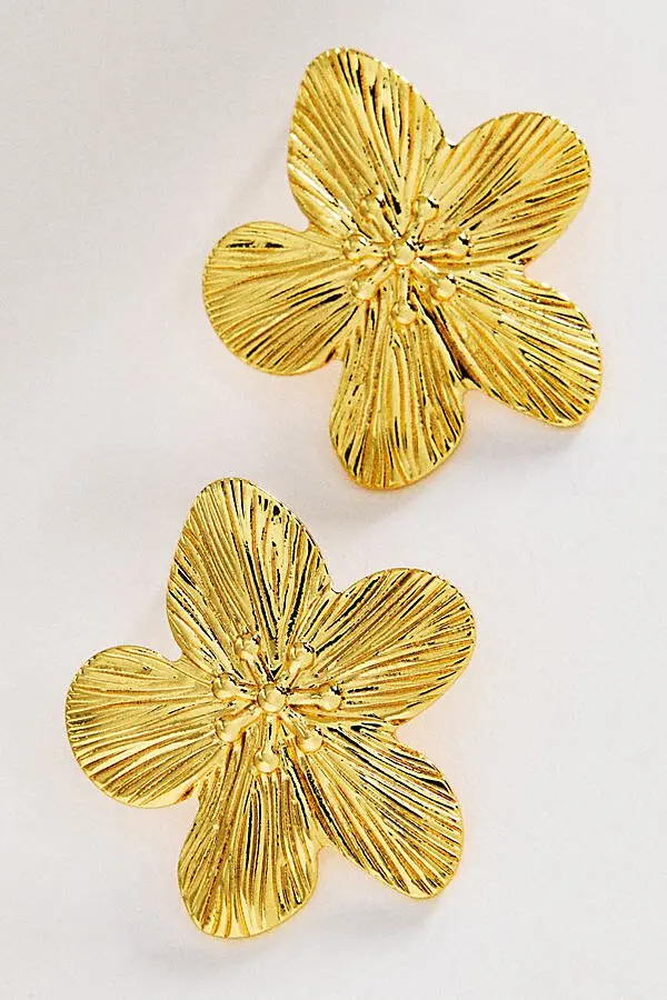 LOGAN TAY Flower Stud Earrings - Gold