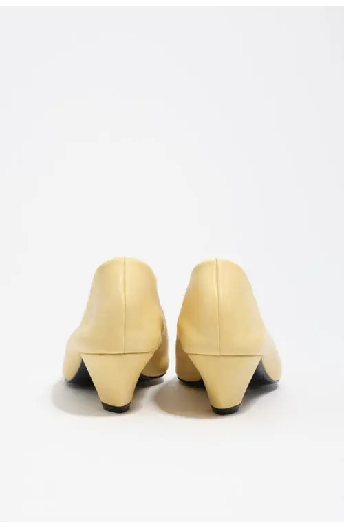 Bimba Y Lola Leather Mid-heel Court Shoe - Light Yellow
