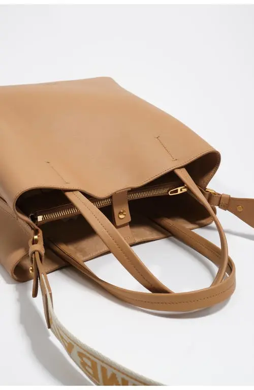 Bimba Y Lola Medium Leather Tote Bag With Magnetic Closure