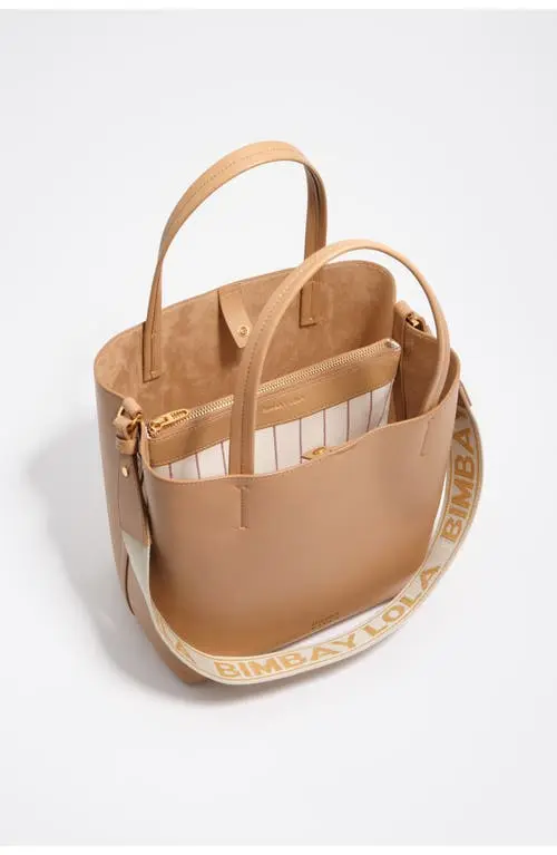 Bimba Y Lola Medium Leather Tote Bag With Magnetic Closure