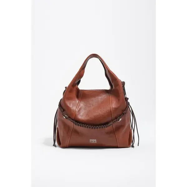 Bimba Y Lola Leather Handbag - Dark Tan
