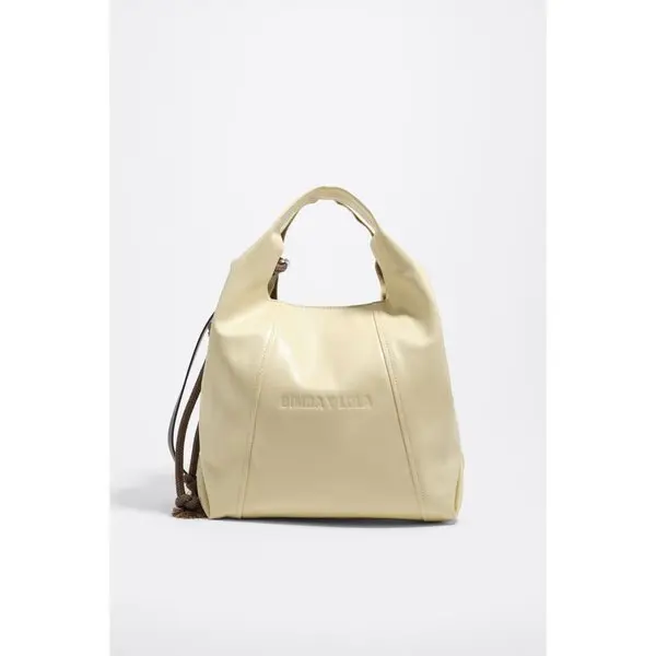 Bimba Y Lola Leather Handbag With Shoulder Strap - Pale Yellow