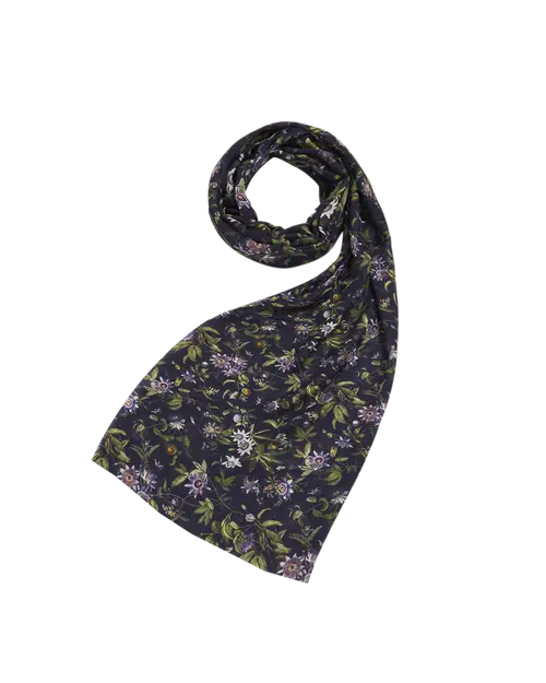 FABLE ENGLAND Passion Flower Lightweight Long Scarf - Navy