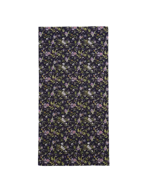 FABLE ENGLAND Passion Flower Lightweight Long Scarf - Navy