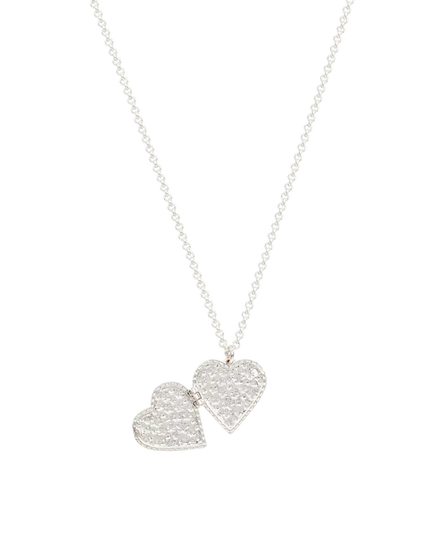FABLE ENGLAND Forget Me Not Heart Locket Necklace - Silver