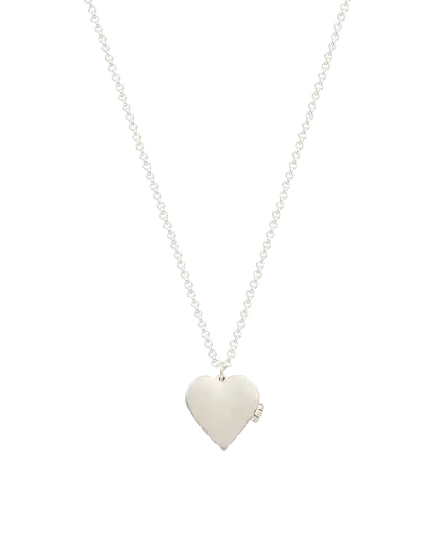 FABLE ENGLAND Forget Me Not Heart Locket Necklace - Silver