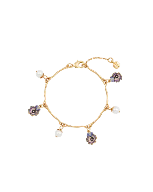 FABLE ENGLAND Pansy & Pearl Charm Bracelet - Gold