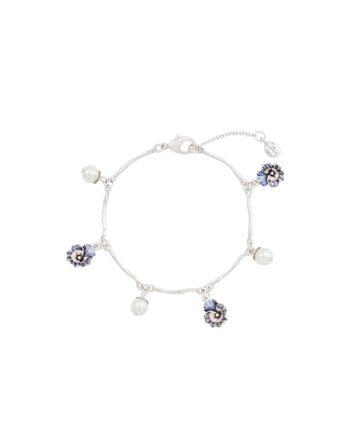 FABLE ENGLAND Pansy & Pearl Charm Bracelet - Silver