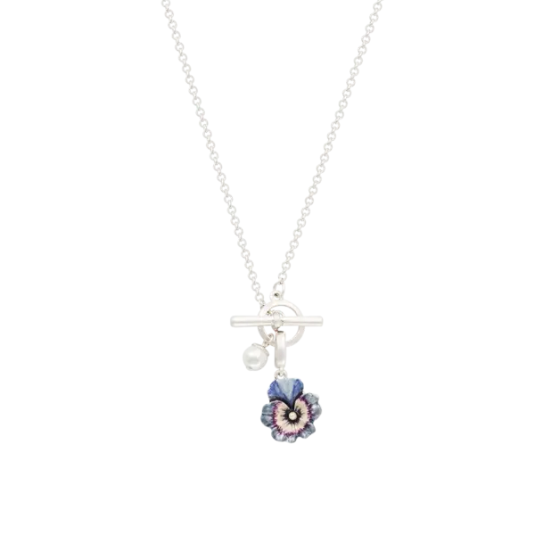 FABLE ENGLAND Pansy & Pearl Toggle Necklace - Gold