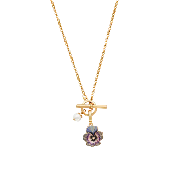 FABLE ENGLAND Pansy & Pearl Toggle Necklace - Gold