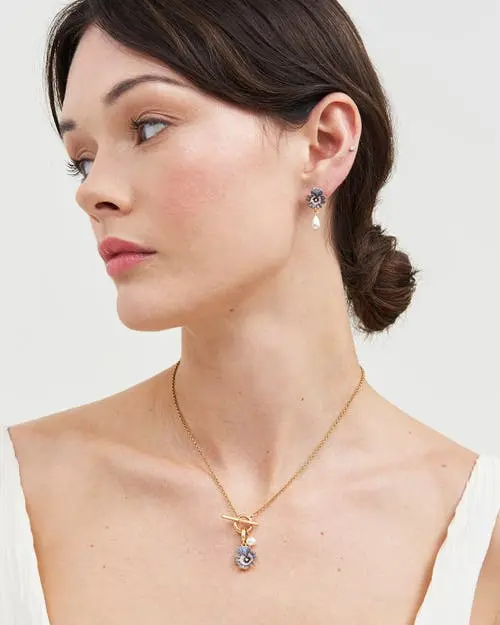 FABLE ENGLAND Pansy & Pearl Toggle Necklace