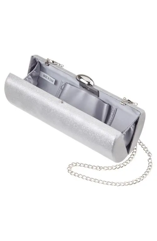 Nina Xandra Metallic Faux Leather Frame Clutch - Silver