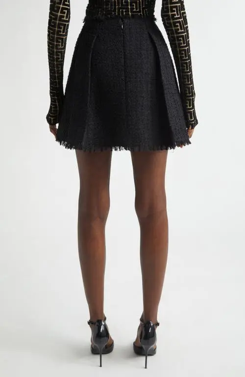 Balmain Chain Tweed A-line Miniskirt