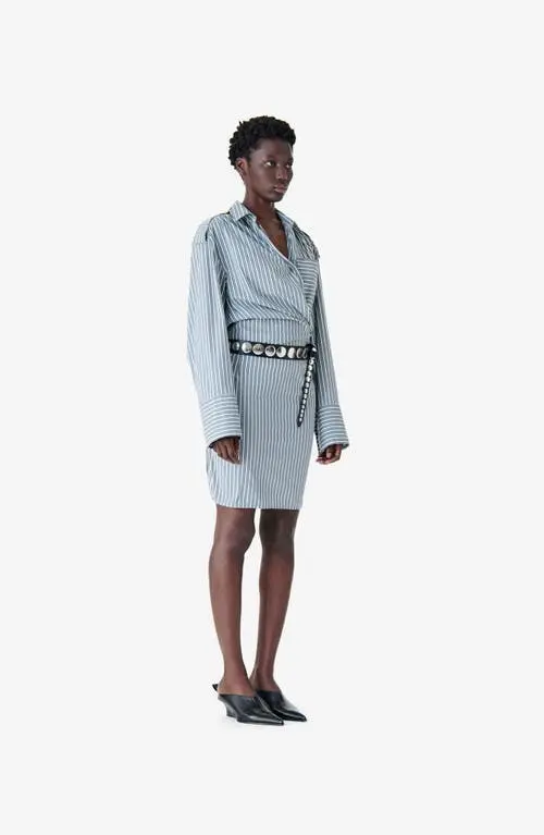 IRO PARIS Lazul Poplin Shirt Dress - Ocean Stripes
