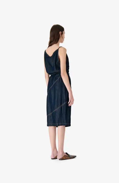 IRO PARIS Rania Sateen Denim Wrap Dress