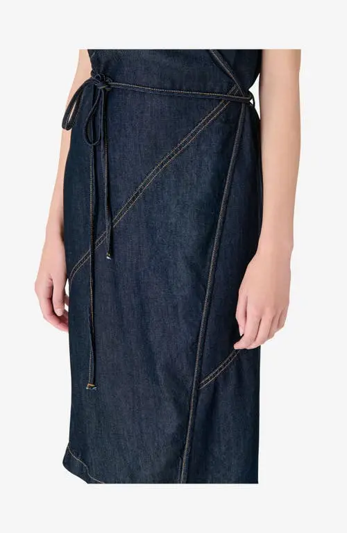 IRO PARIS Rania Sateen Denim Wrap Dress