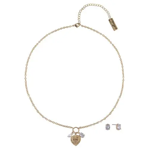 HALLMARK Tone Mom And Heart Pendant Necklace And Earring Set - Clear-gold