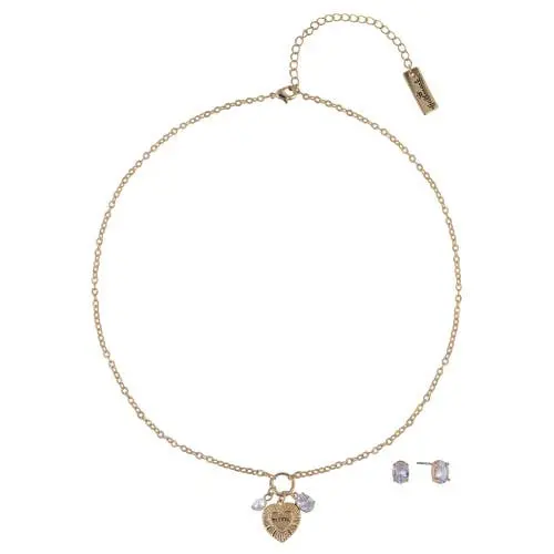 HALLMARK Mom Heart Pendant Necklace And Earring Set - Clear-gold