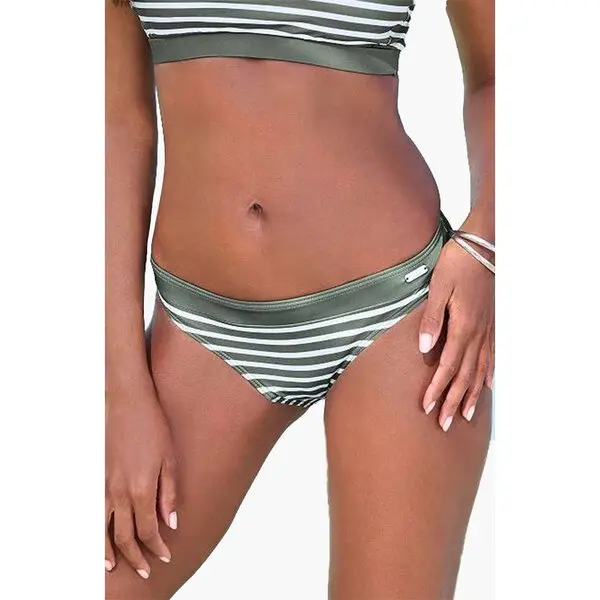 LASCANA Classic Bikini Bottom - Olive Stripe