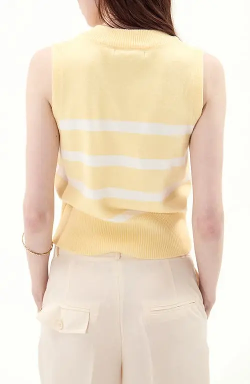 Deluc Mykonos Stripe Knit Vest - Butter With Ecru Stripes