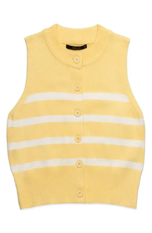 Deluc Mykonos Stripe Knit Vest - Butter With Ecru Stripes